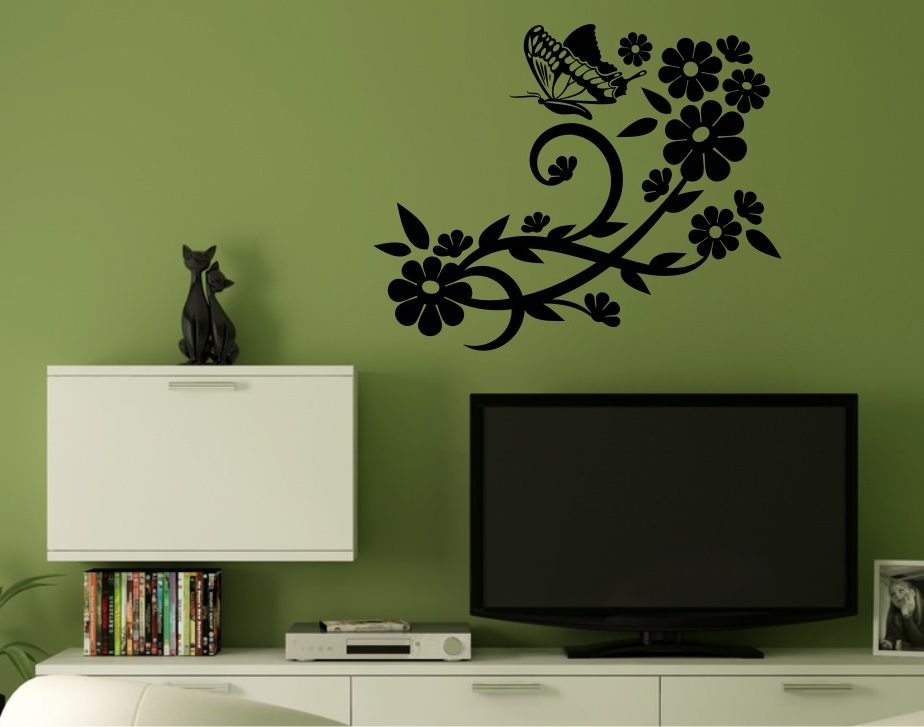 StickONmania.com | Vinyl Wall Decals | Butterfly Flower Design #12 Sticker